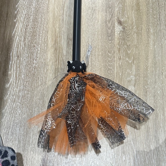 Costumes | Halloween Bat Wand With Orange And Black Tulle Witches Broom ...